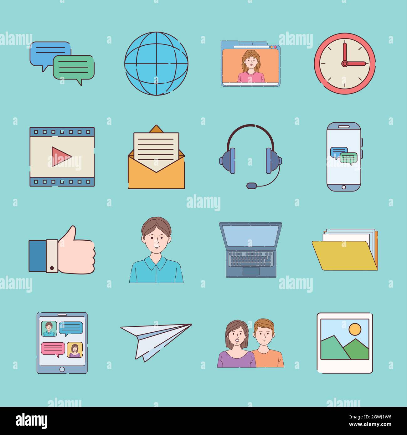 sixteen digital work icons Stock Vector Image & Art - Alamy