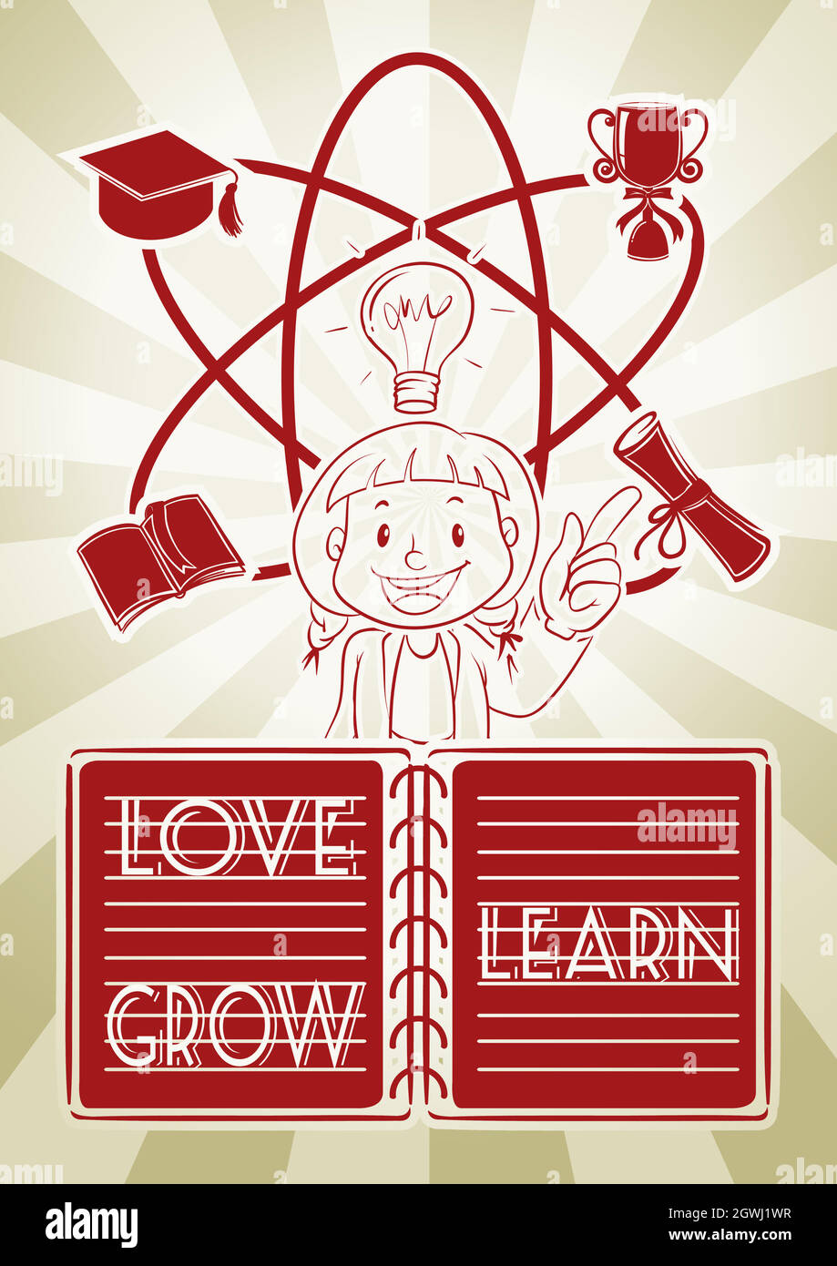Girl and learning diagram Stock Vector Image & Art - Alamy