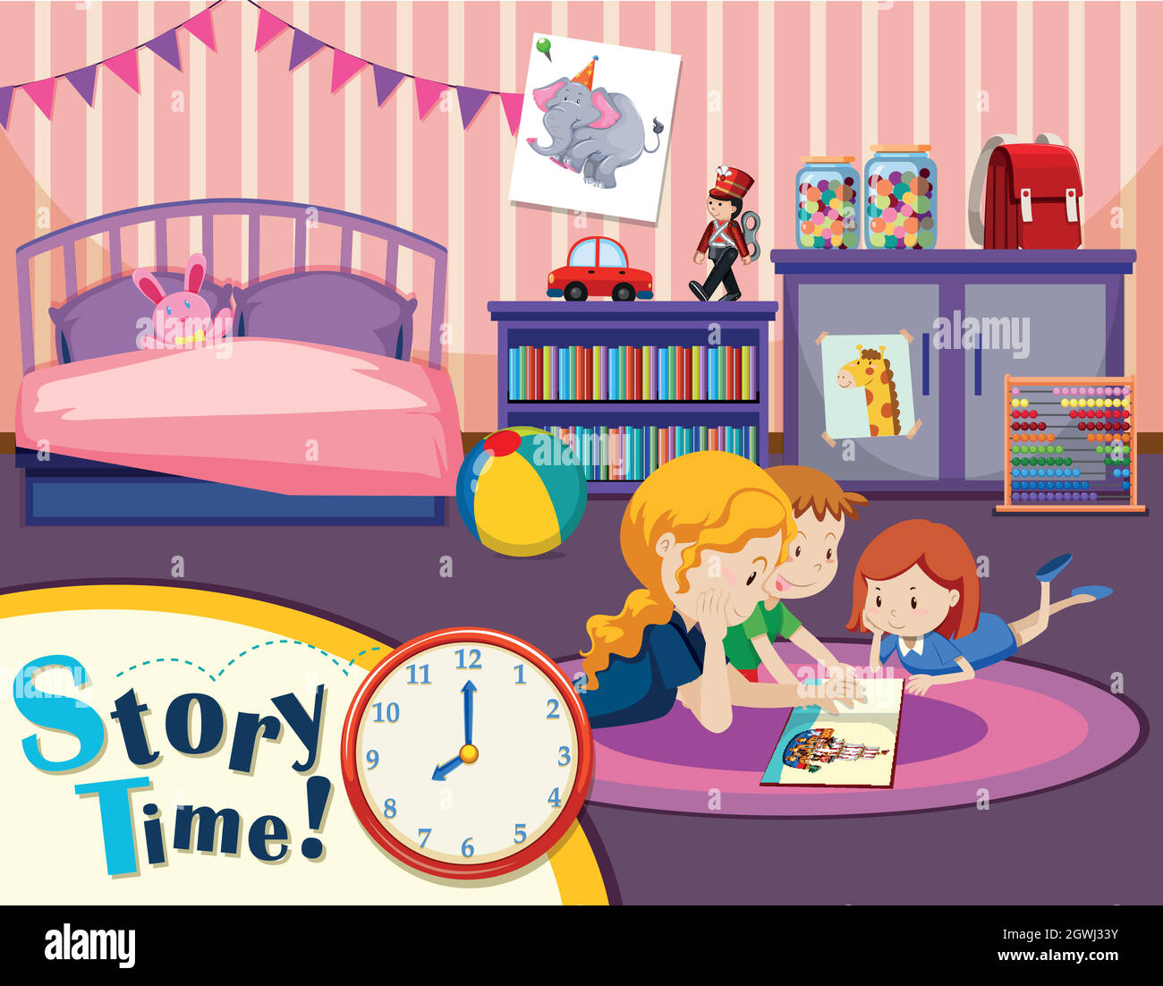Family bedroom happy Stock Vector Images - Alamy