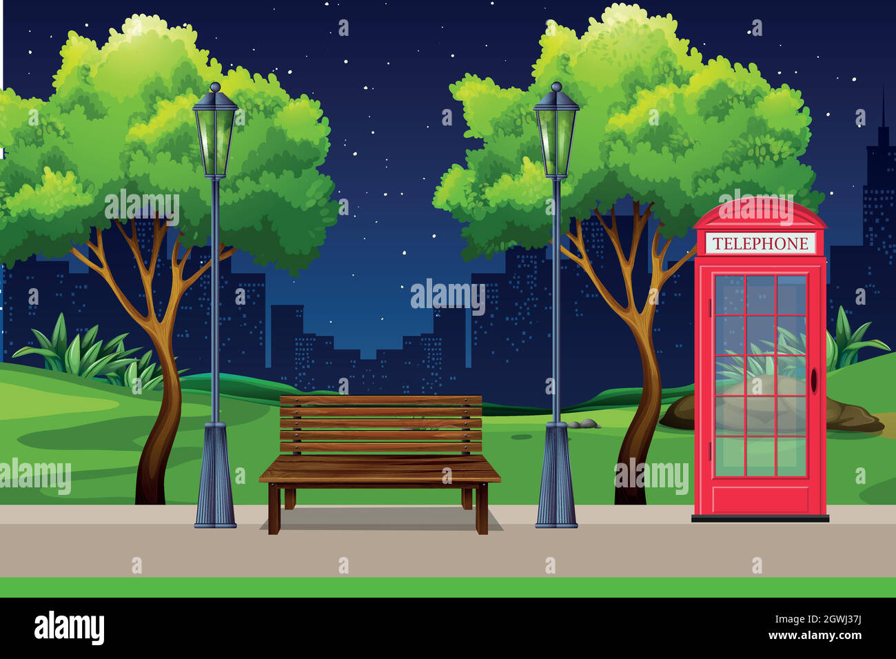 An urban park at night Stock Vector Image & Art - Alamy