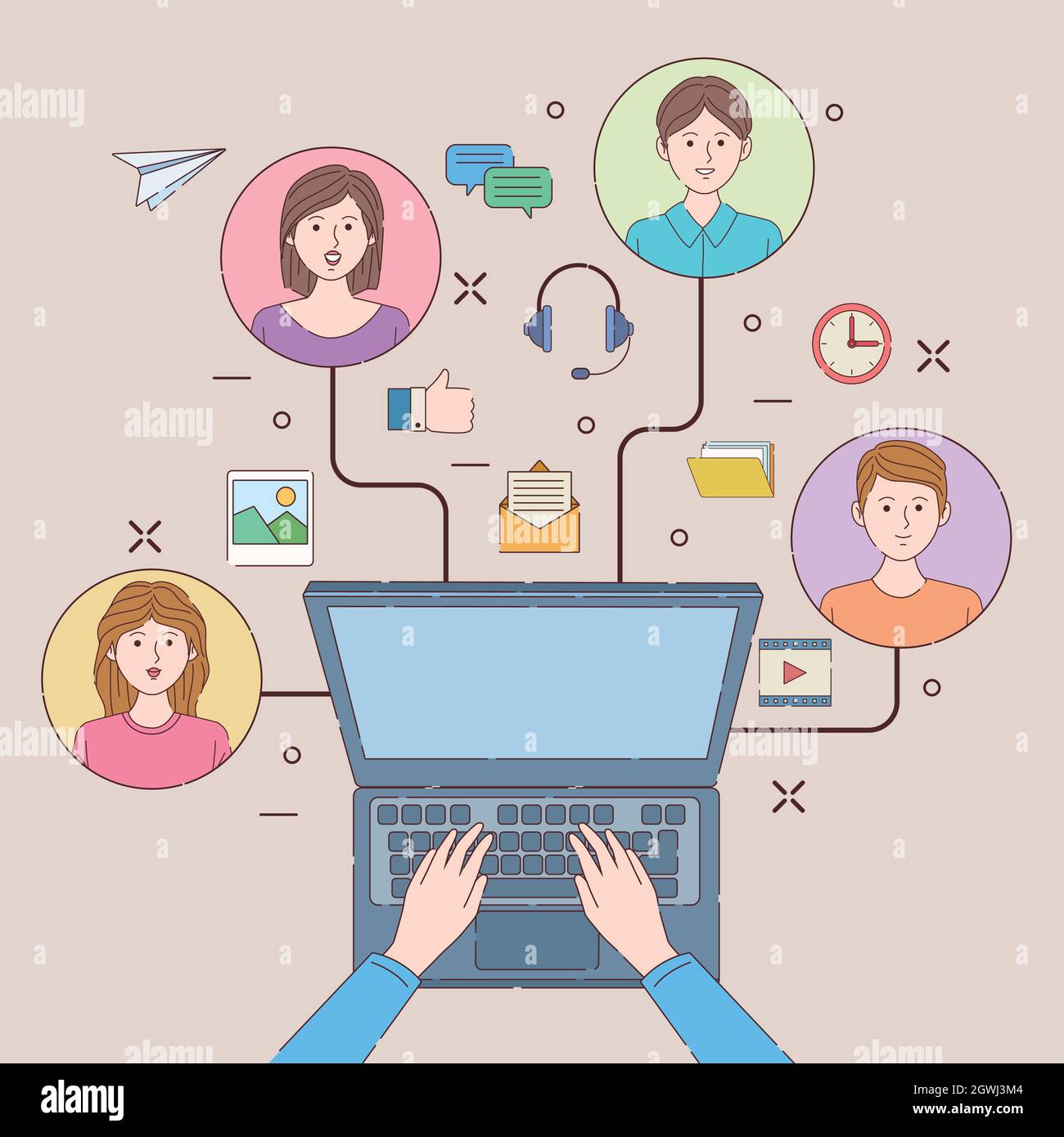 digital work with network Stock Vector Image & Art - Alamy