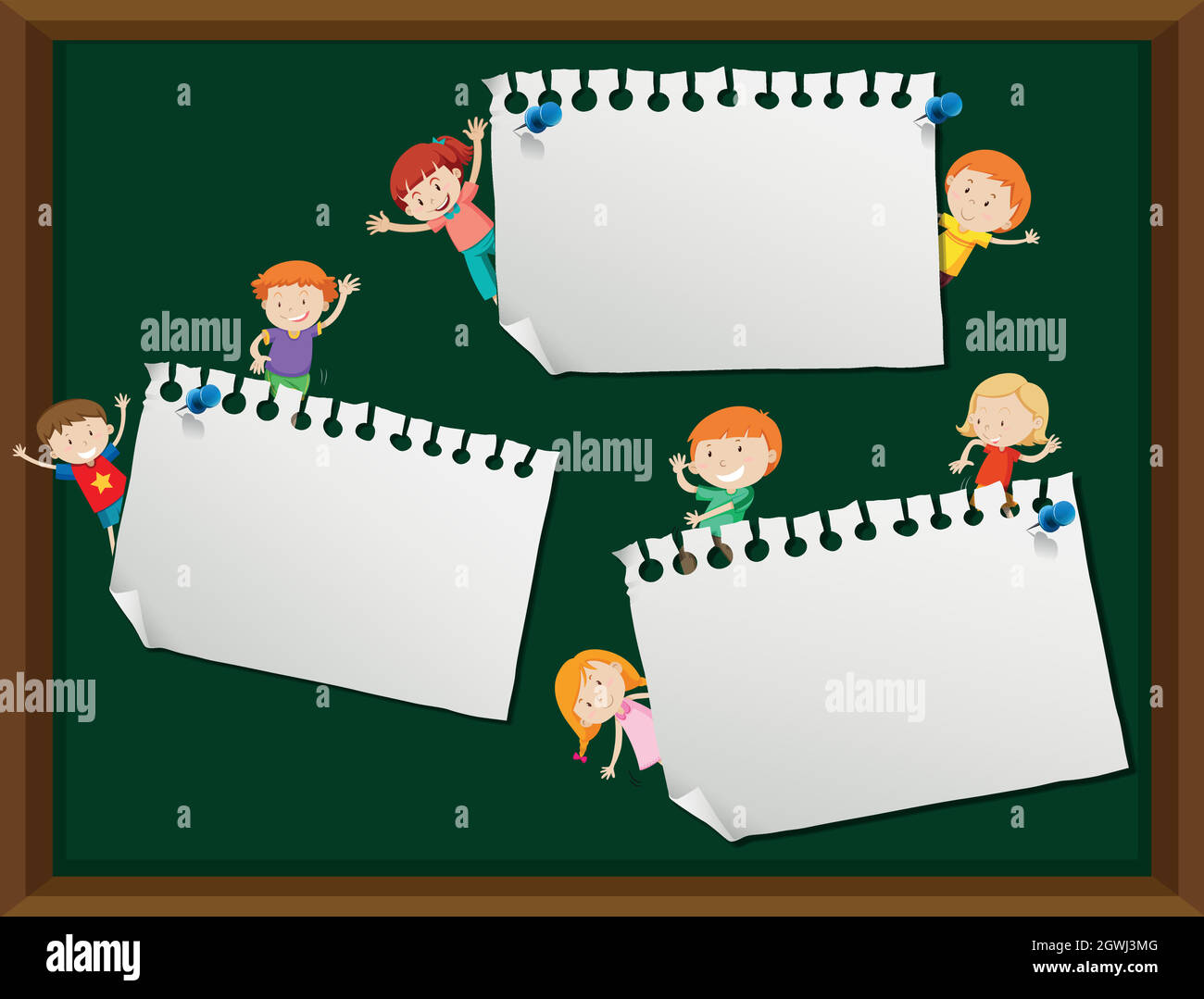 Children with blank note template Stock Vector Image & Art - Alamy