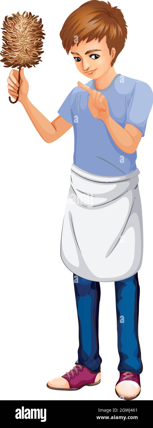 A Cleaning Man on White Background Stock Vector Image & Art - Alamy