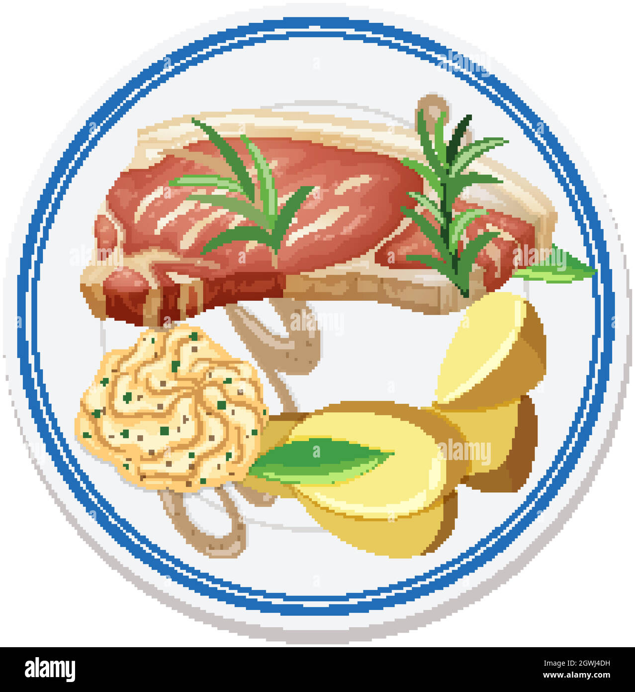 Aerial view of food on plate Stock Vector Image & Art - Alamy