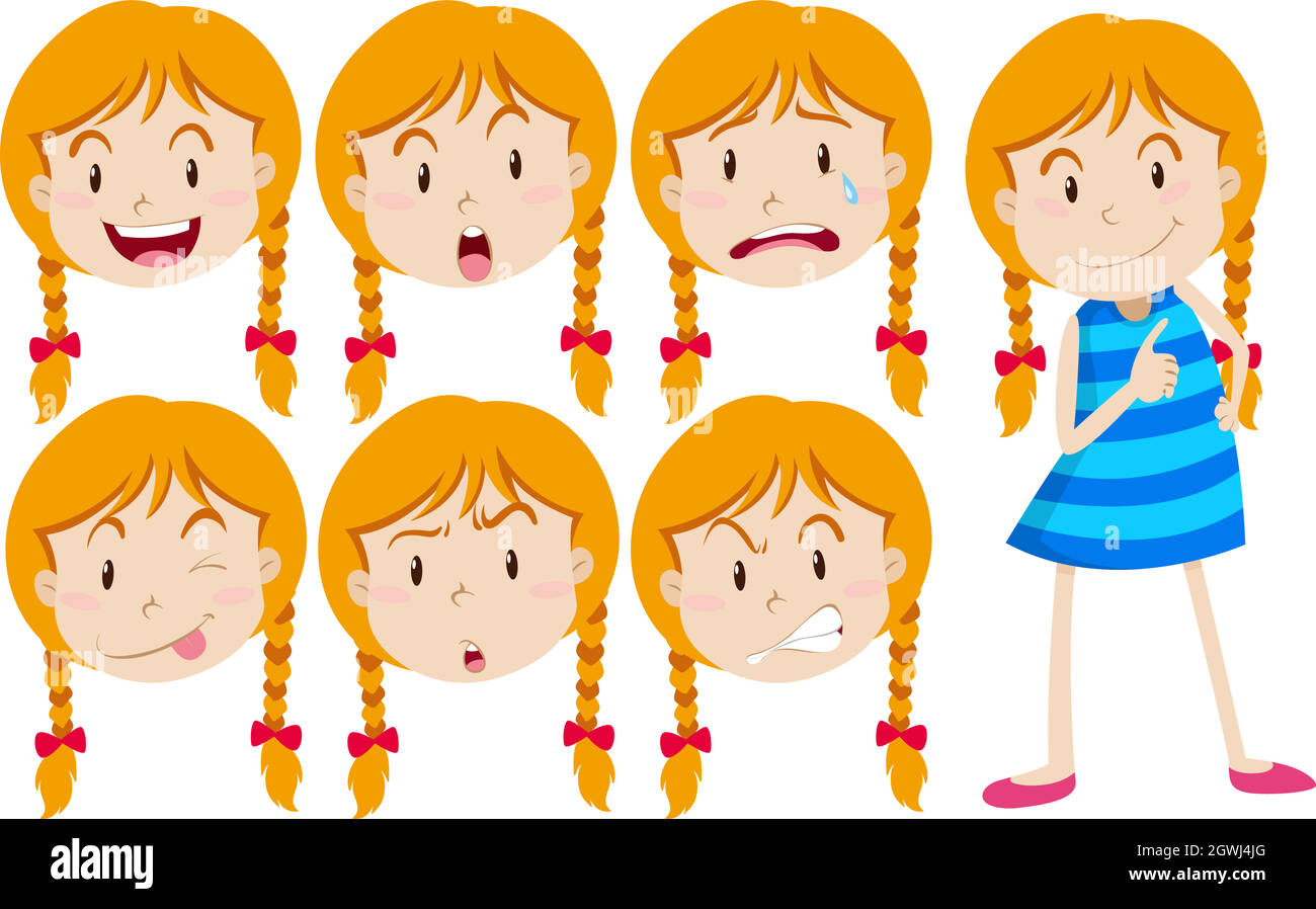 Girl face expressions set collection hi-res stock photography and ...