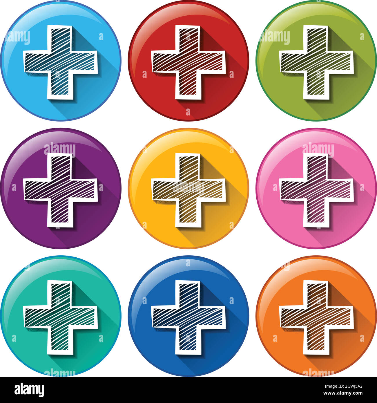 Circle buttons with the addition operation Stock Vector Image & Art - Alamy