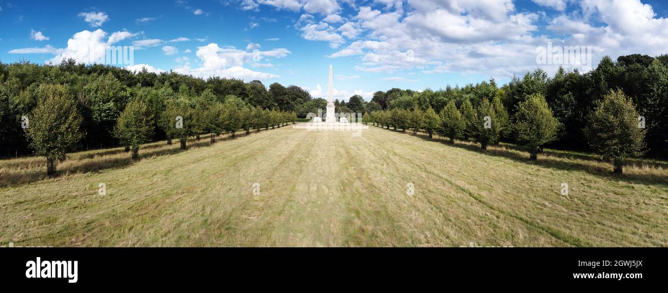 Panoramic image from above of Tusmore Park Obelisk A commemorative ...