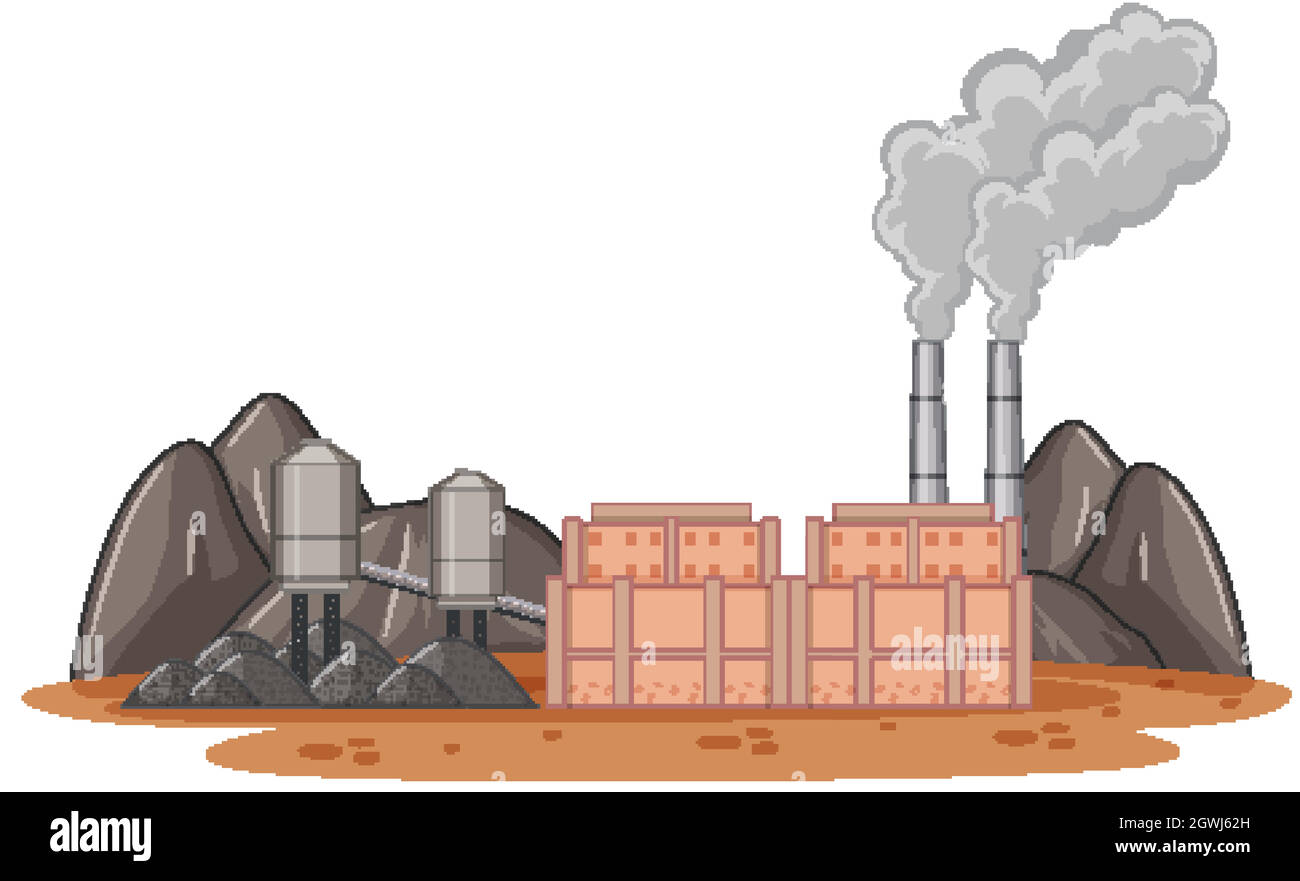 Factory building with smoke coming out Stock Vector Image & Art - Alamy