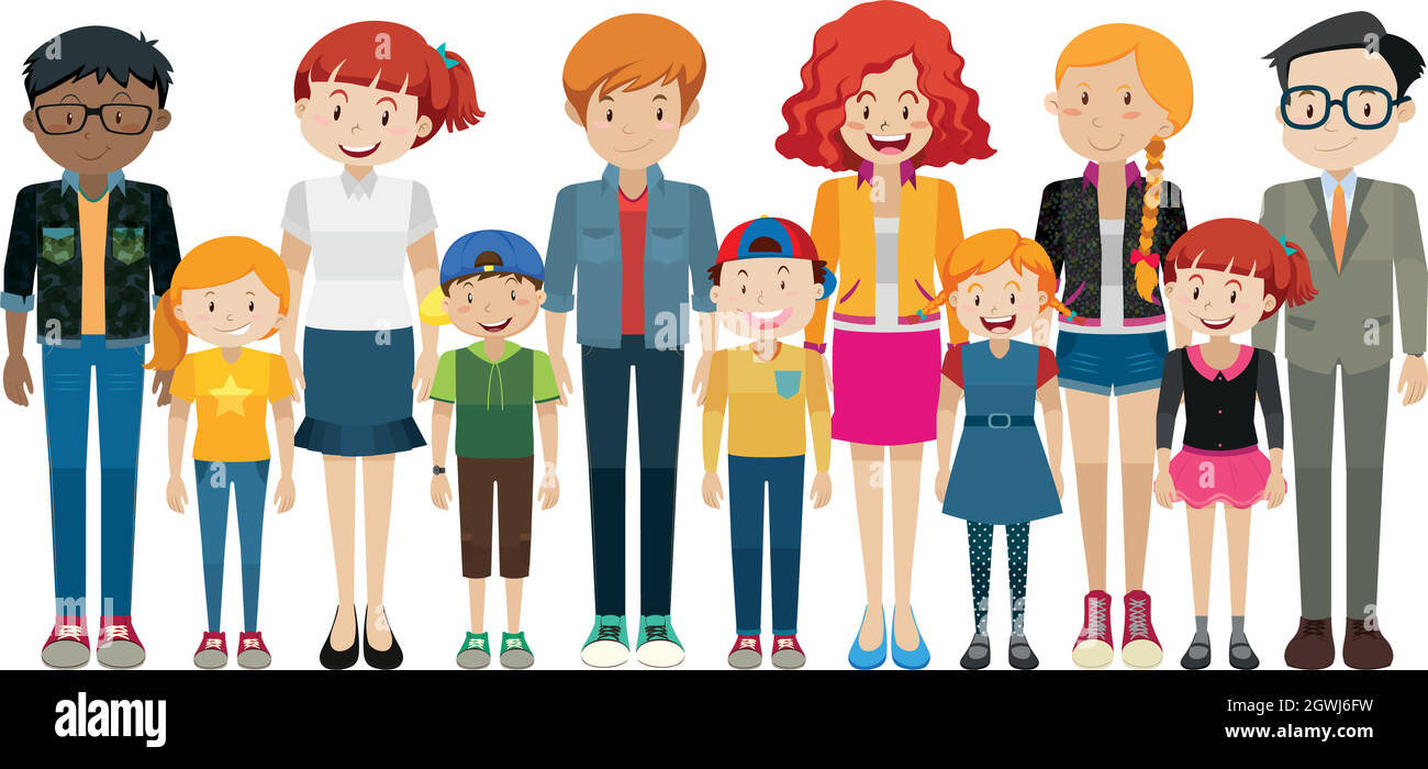 Children and adult standing Stock Vector Image & Art - Alamy