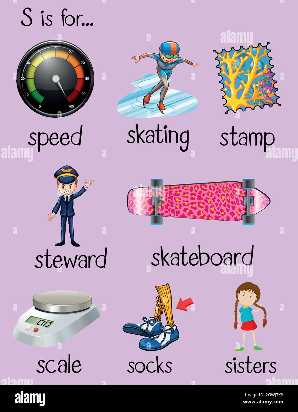 English Words Begin With Letter S Stock Vector Image Art Alamy