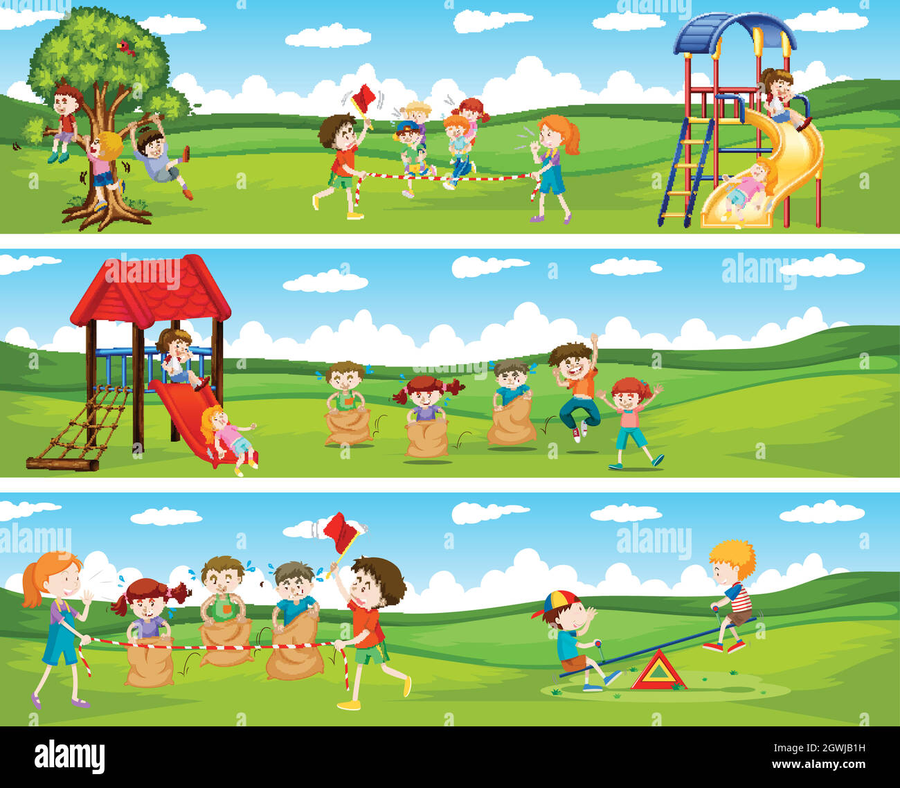 Children playing games in the park Stock Vector Image & Art - Alamy