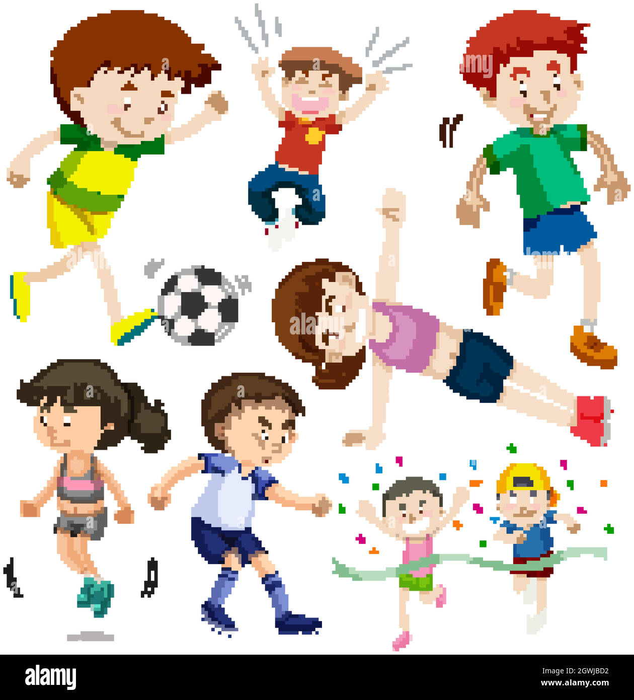 Happy children in different actions Stock Vector Image & Art - Alamy