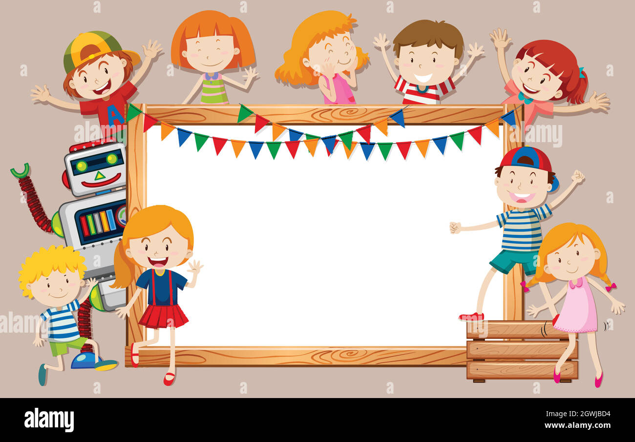 Happy kids and whiteboard template Stock Vector Image & Art - Alamy