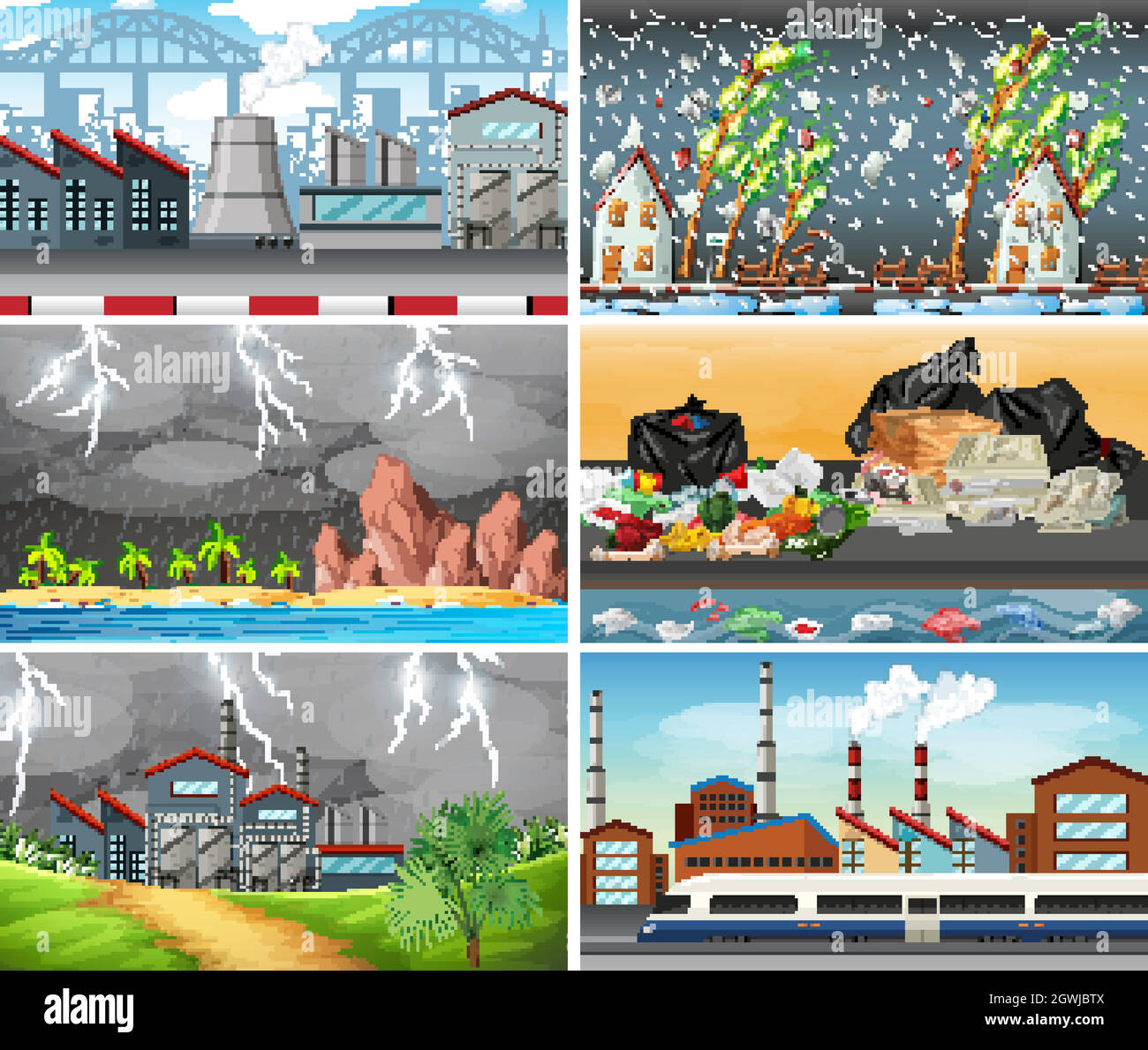 Set of polluted scenes Stock Vector Image & Art - Alamy