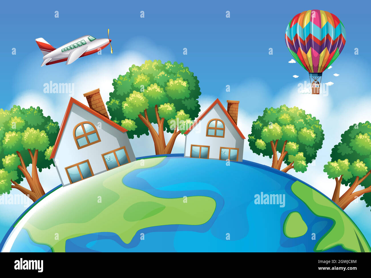 Jet flying house Stock Vector Images - Alamy