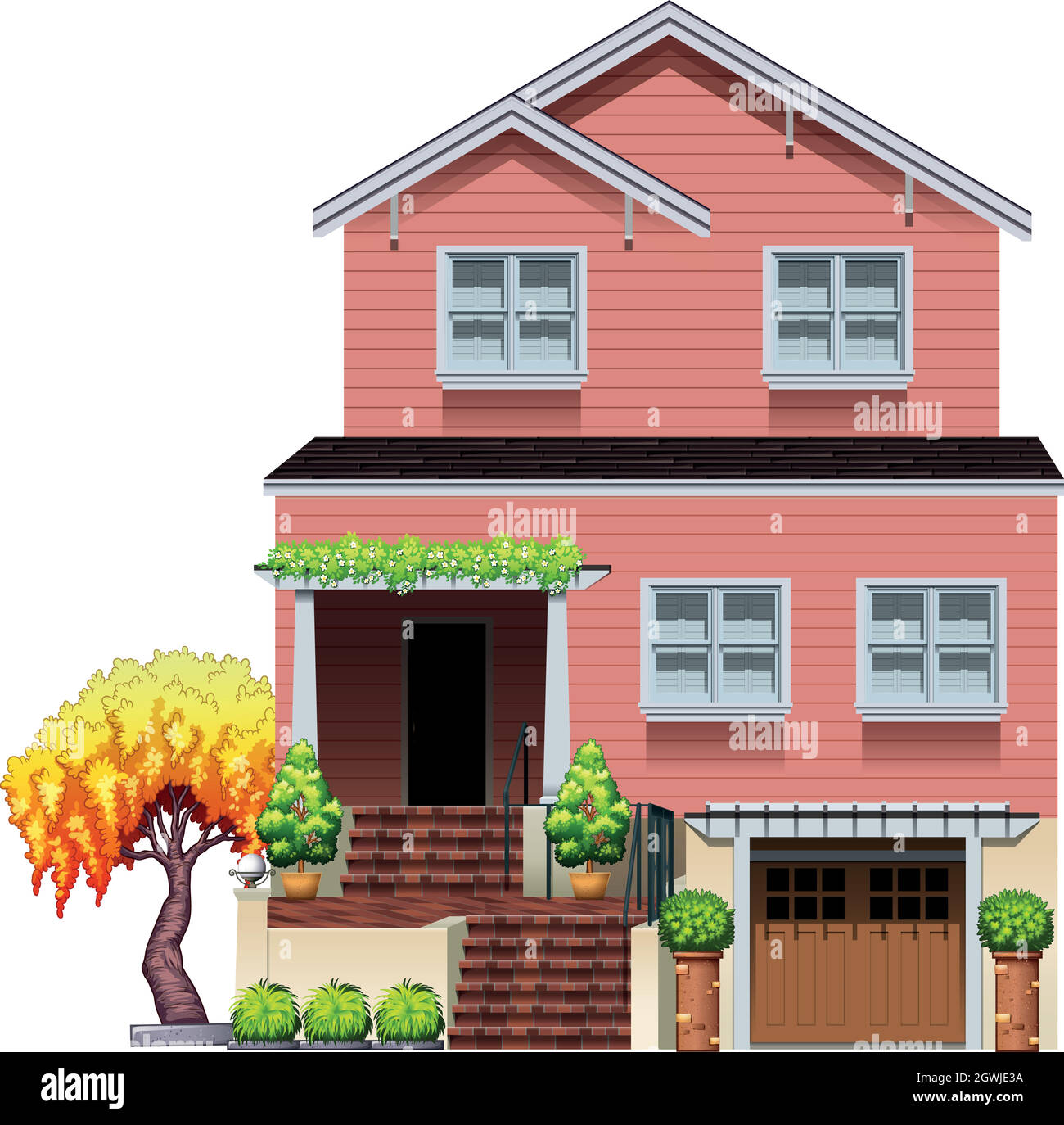 House garage with trees Cut Out Stock Images & Pictures - Alamy