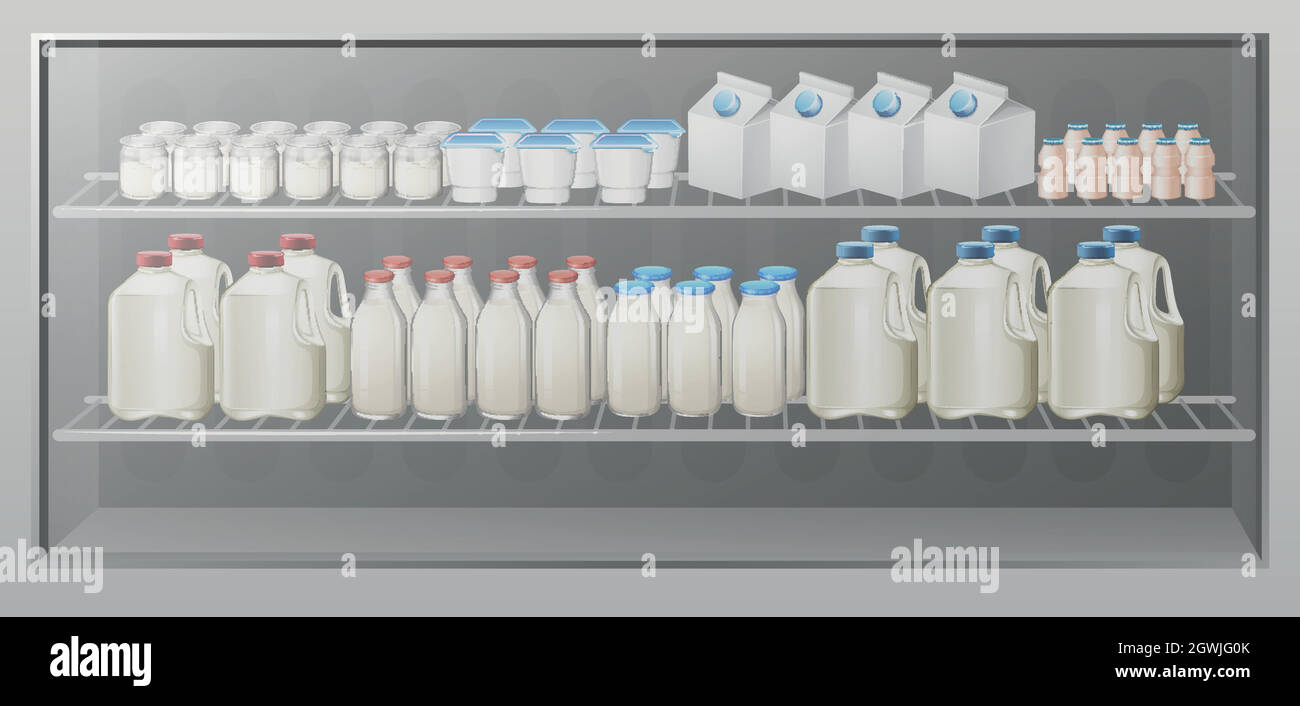 Bottle milk on shelf Stock Vector Images - Alamy