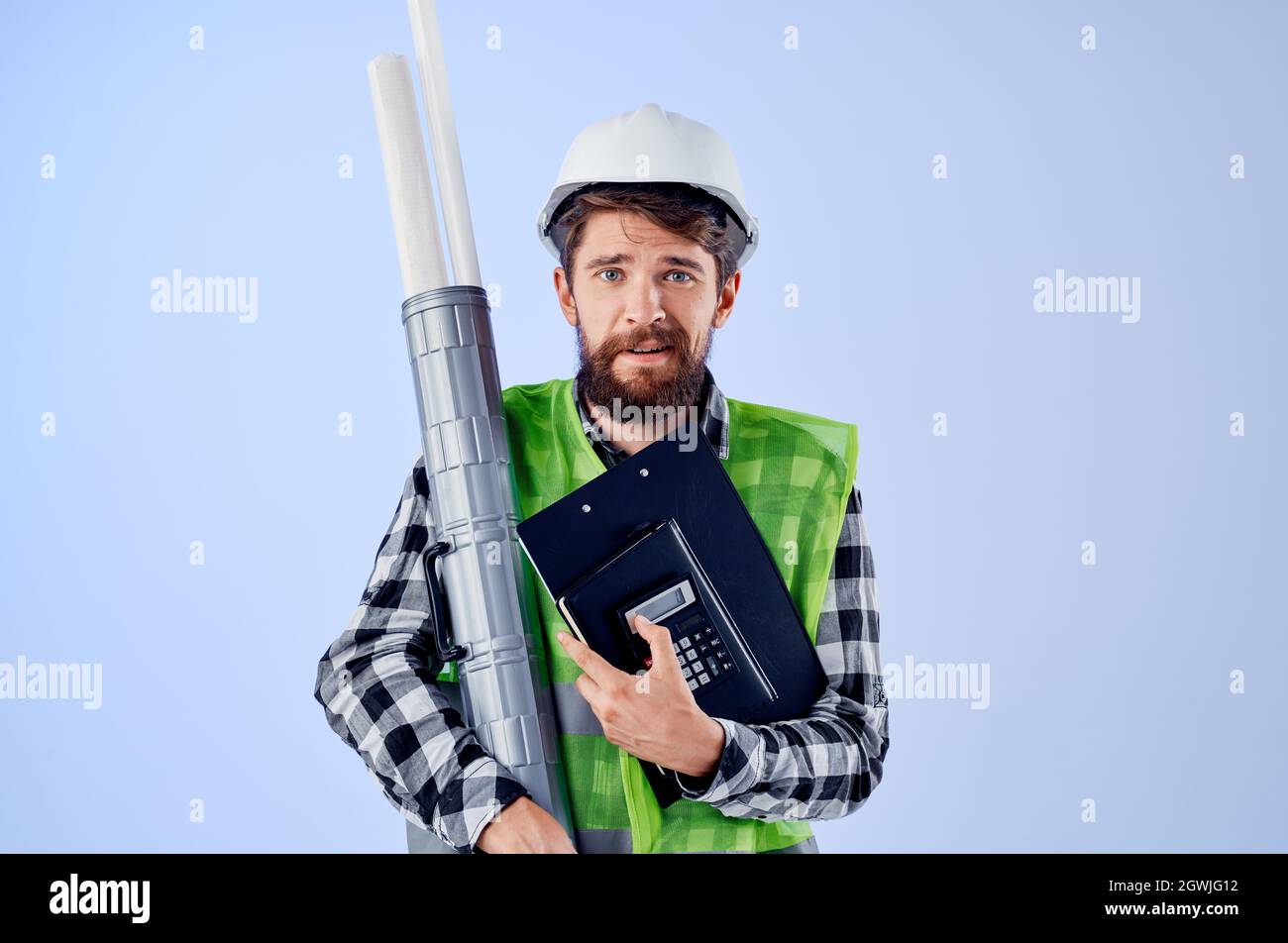 engineer construction work design profession blue background Stock ...