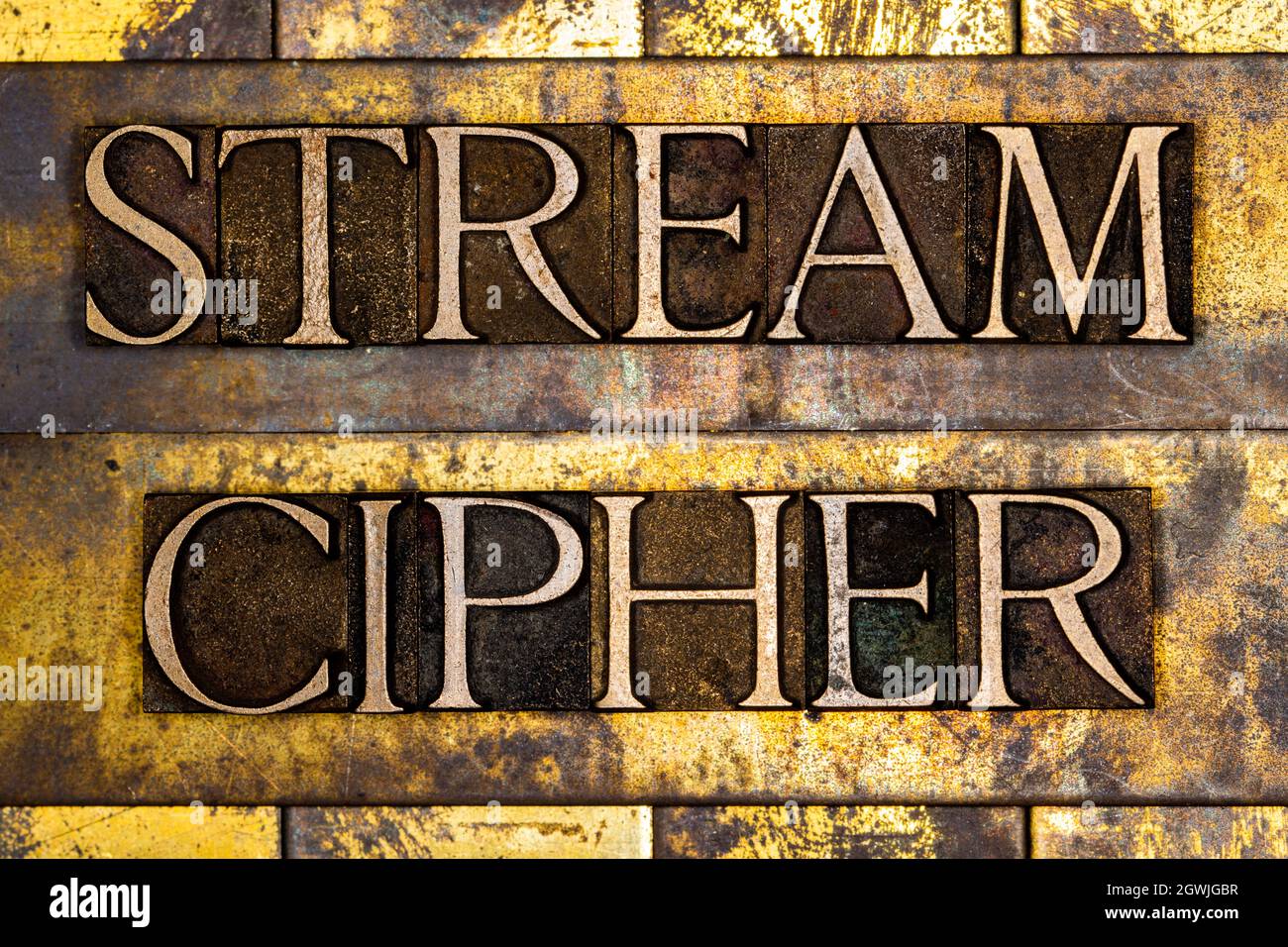 Stream Cipher text on textured grunge copper and vintage gold ...