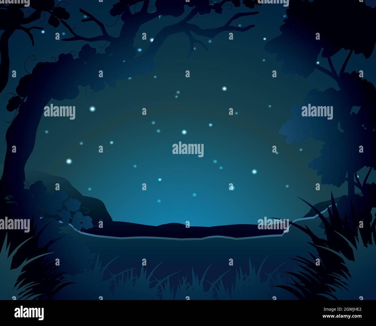 Silhouette forest night Stock Vector Images - Alamy