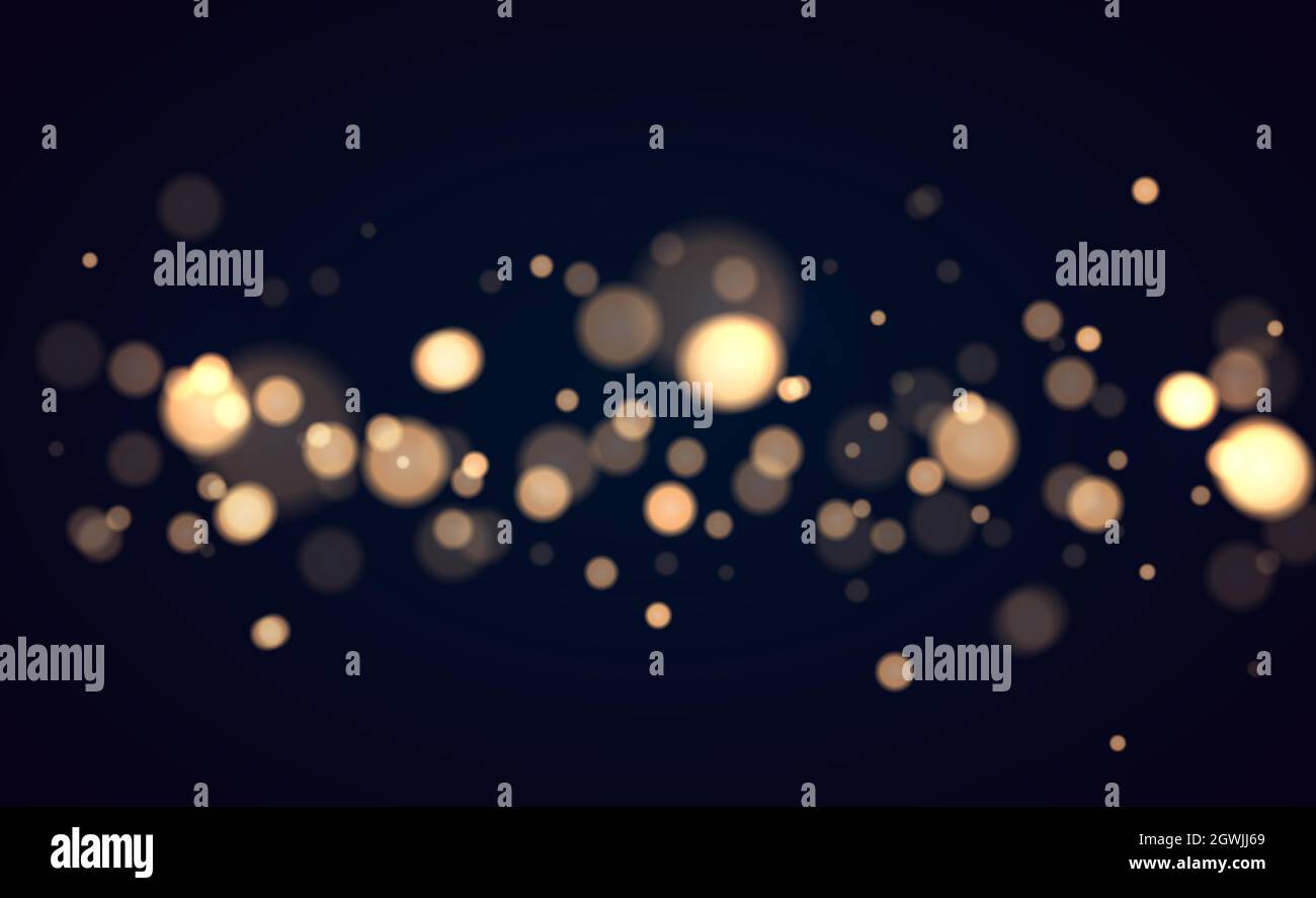 Shining bokeh isolated on transparent background. Golden bokeh lights with glowing particles ...