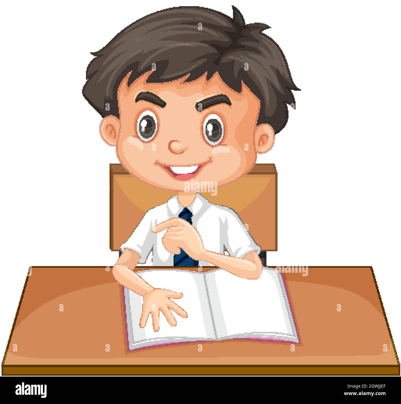 Cute boy studying on the desk Stock Vector Image & Art - Alamy