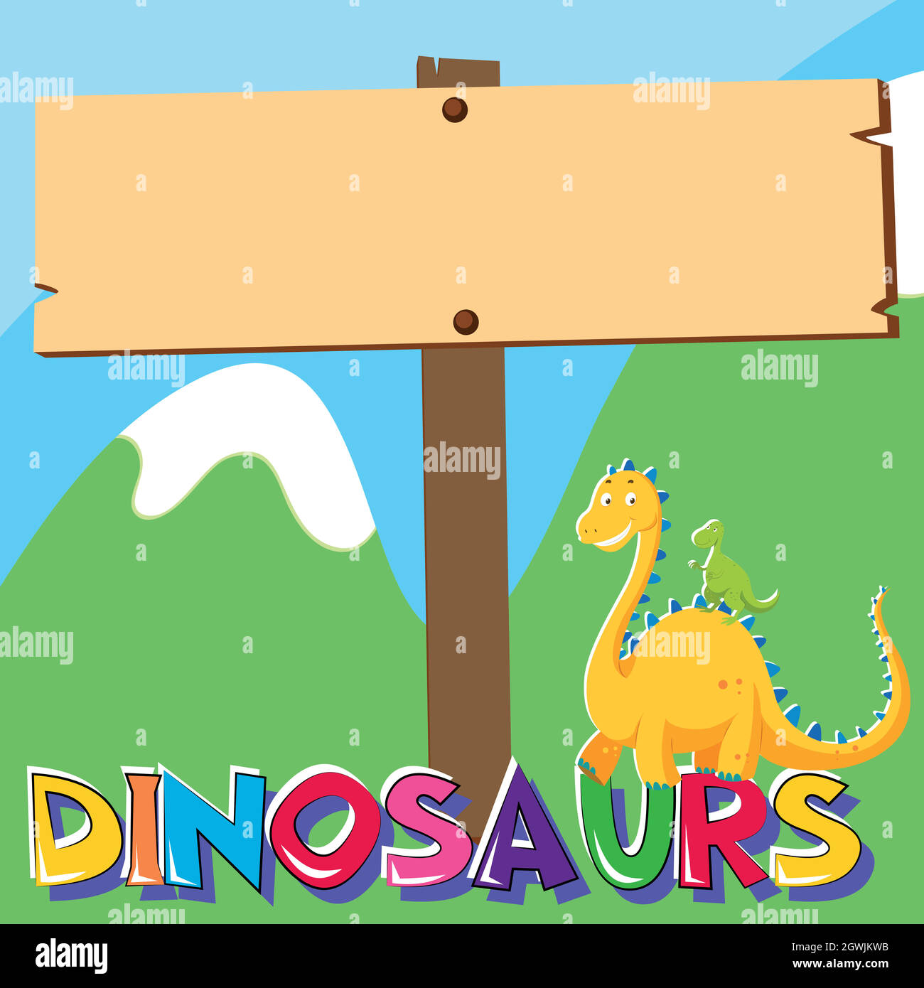 Dinosaur with blank sign hi-res stock photography and images - Alamy