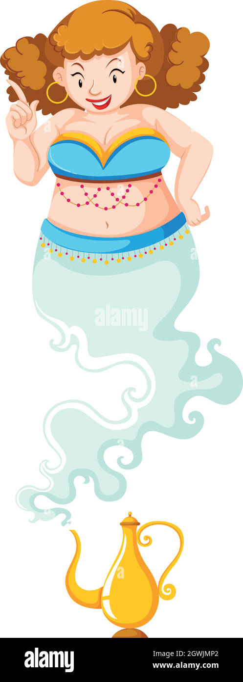 Genie lady floating over the lamp Stock Vector Image & Art - Alamy