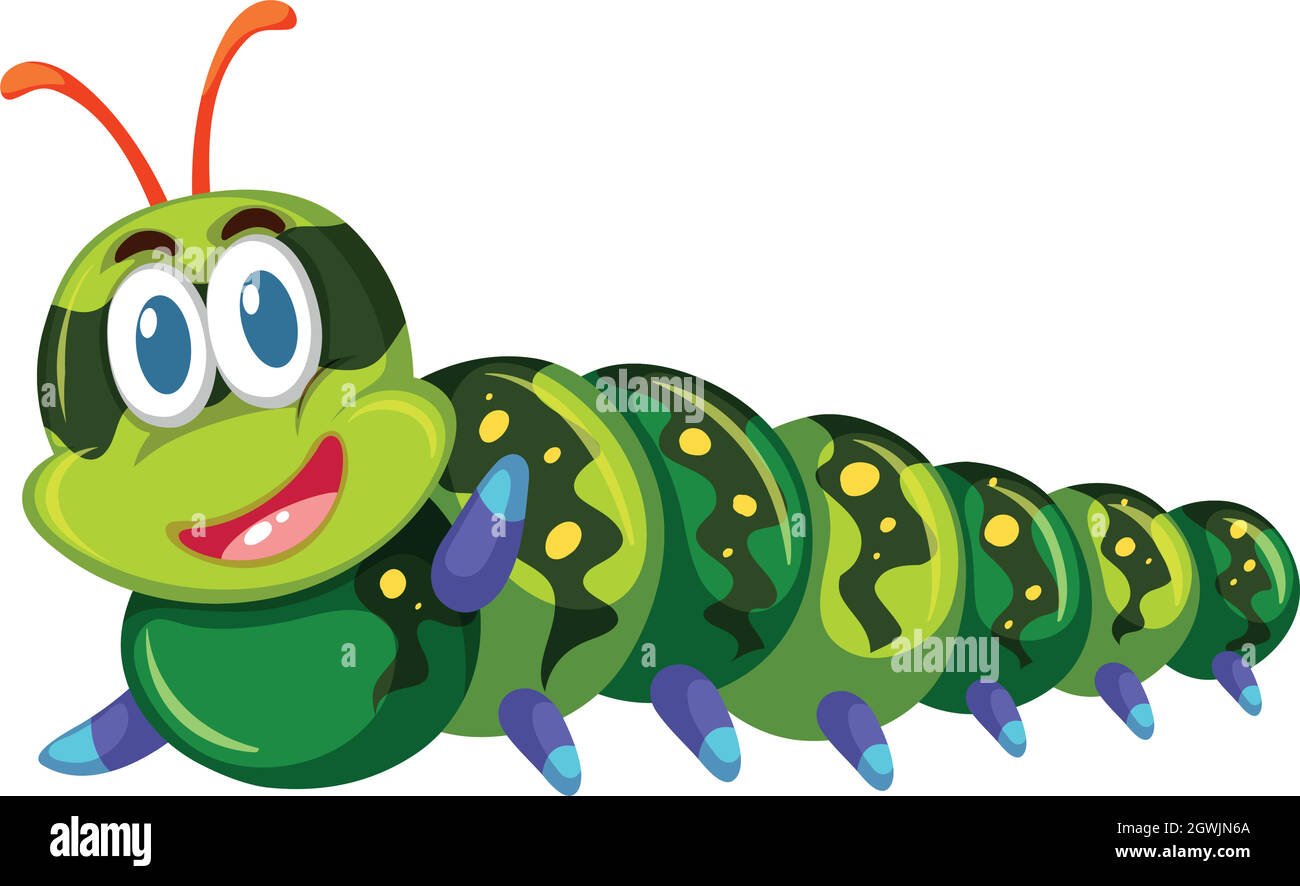 Green caterpillar smiling on white background Stock Vector Image & Art ...