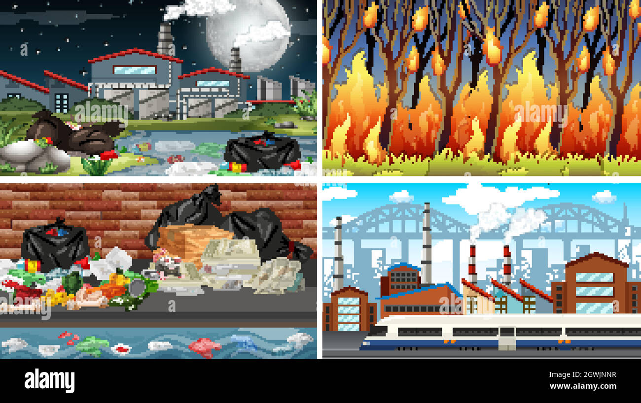 Set of polluted scenes Stock Vector Image & Art - Alamy