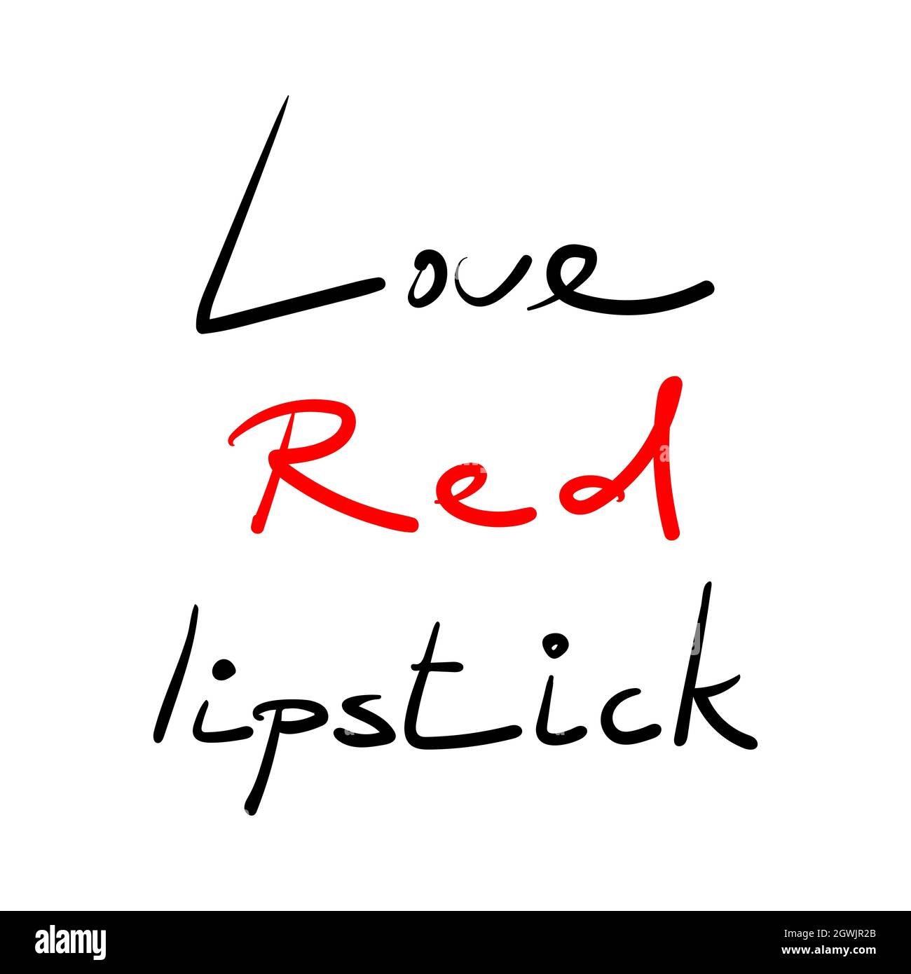 Lettering Love red lipstick. Vector illustration. Fashion lettering ...