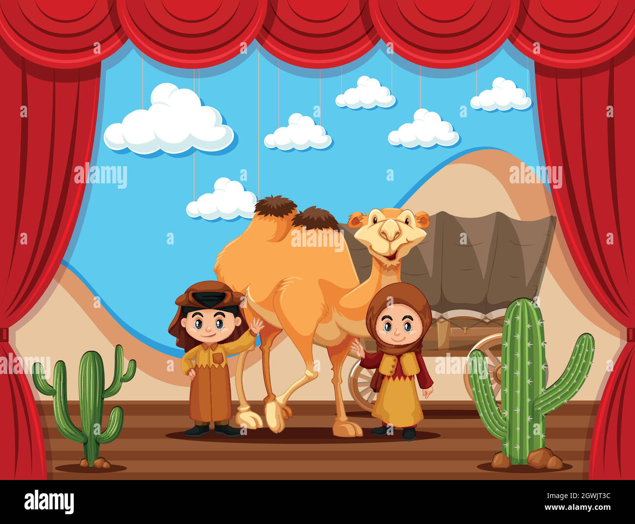 Two arab kids on stage Stock Vector Image & Art - Alamy