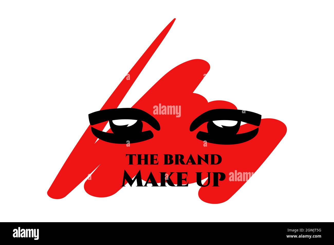 Graphic eyes on a red background of blurred shapes. The brand Make up ...