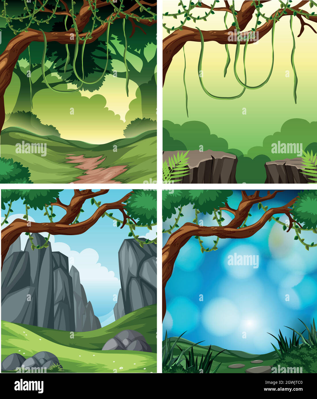 Set of tropical rainforest background Stock Vector Image & Art - Alamy