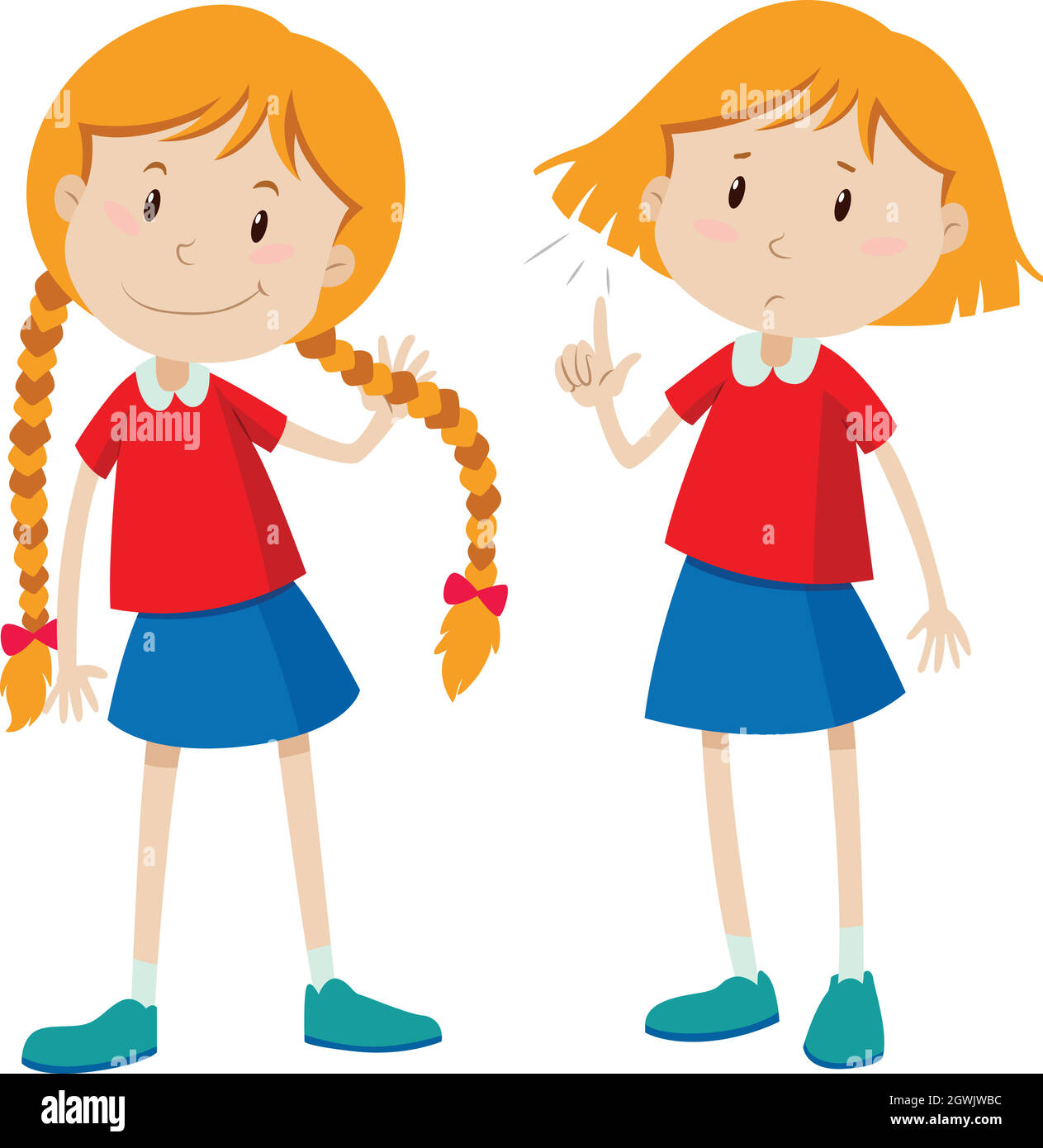 Girls with long hair and short hair Stock Vector Image & Art - Alamy