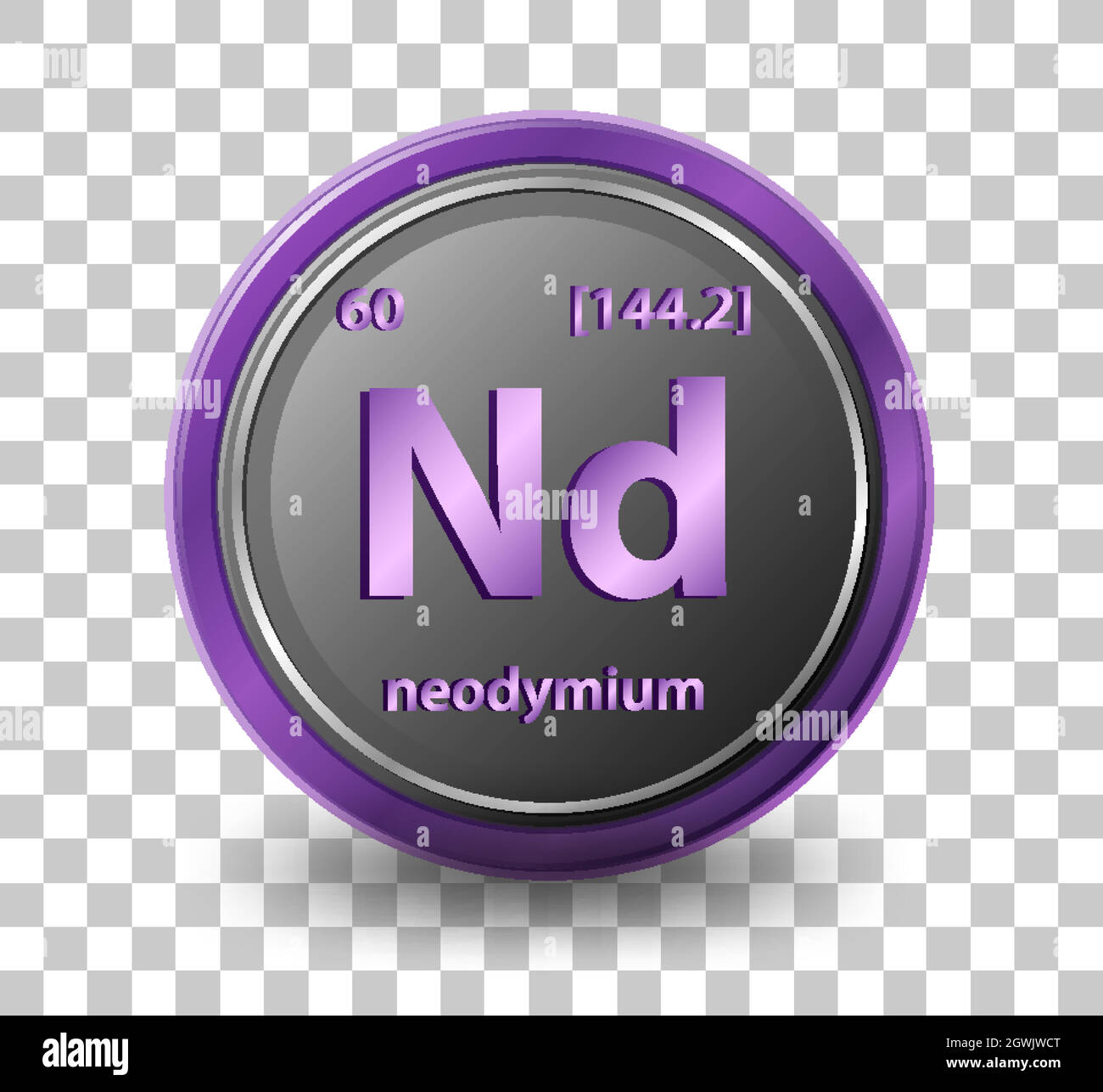 Neodymium chemical element. Chemical symbol with atomic number and ...