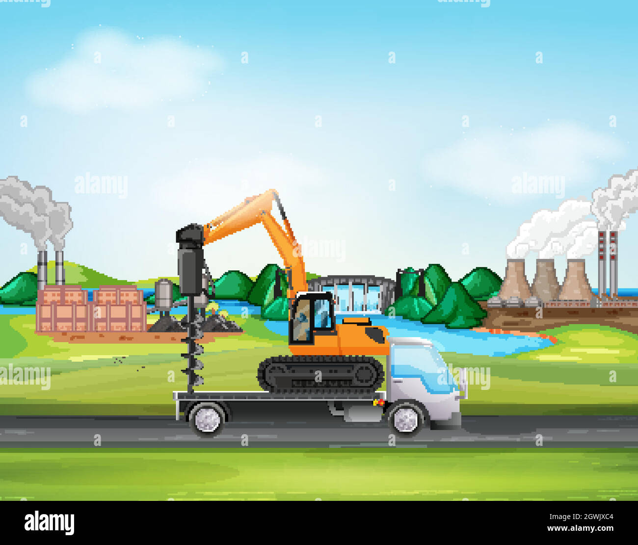 Digger driving Stock Vector Images - Alamy