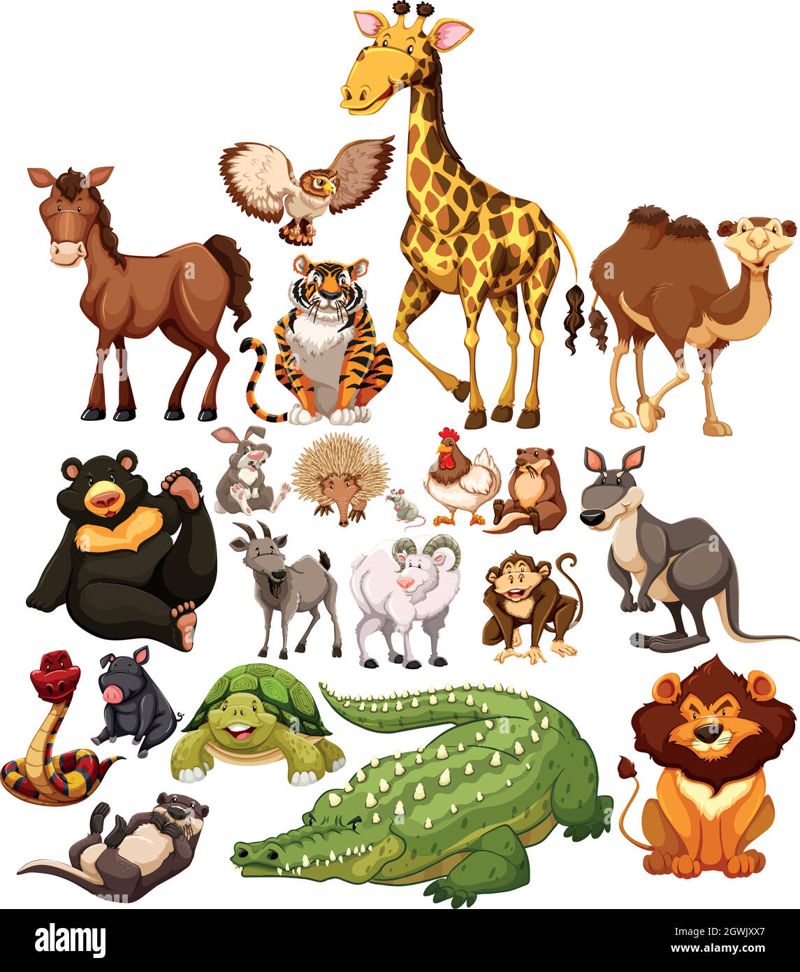 Animals rabbit pig chicken Stock Vector Images - Alamy