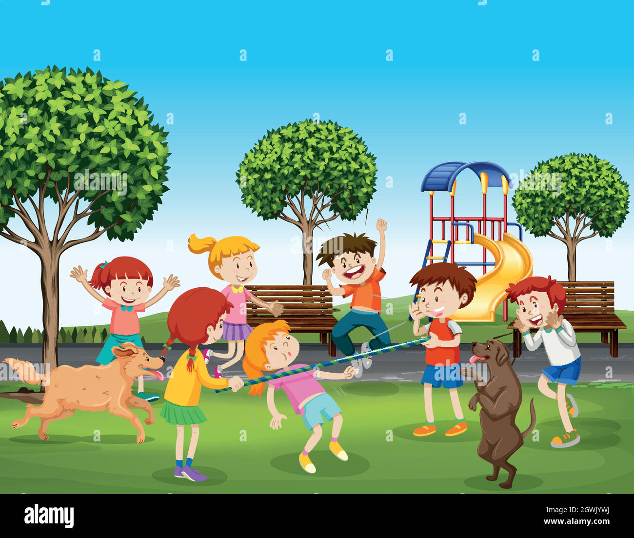 Children playing at playground Stock Vector Image & Art - Alamy