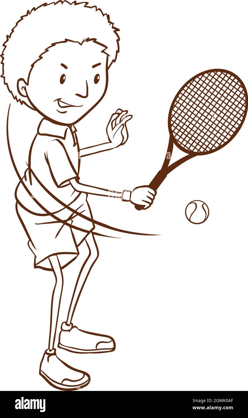 A simple sketch of a boy playing tennis Stock Vector Image & Art - Alamy