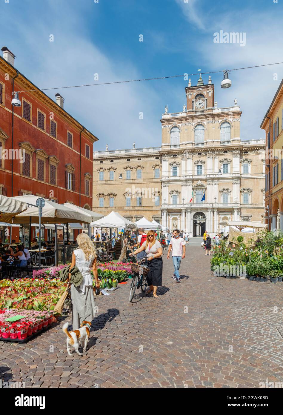 Modena, Italy - September 4, 2021: People walking, customers, and ...