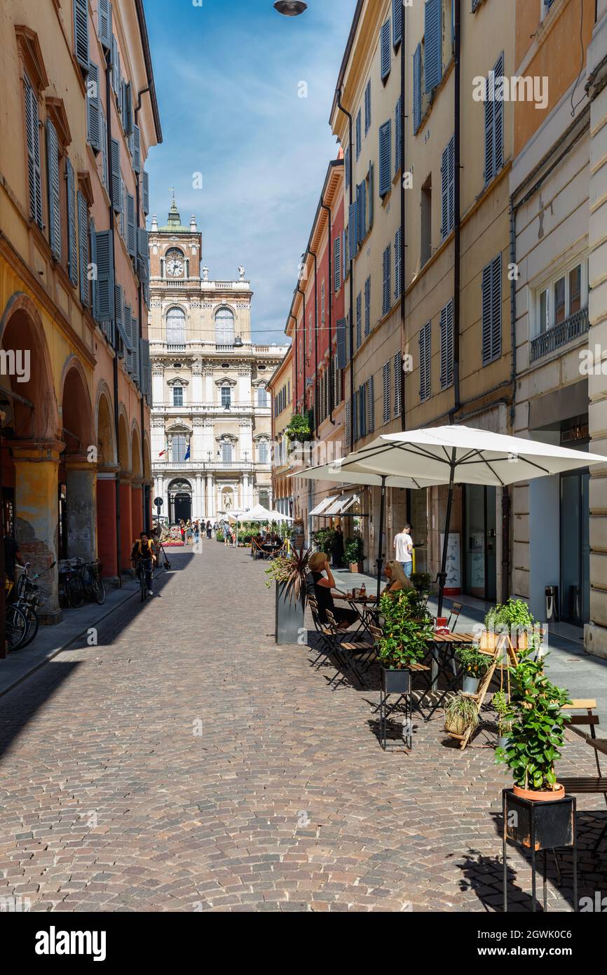 Modena, Italy - September 4, 2021: Street with arcades near Palazzo ...