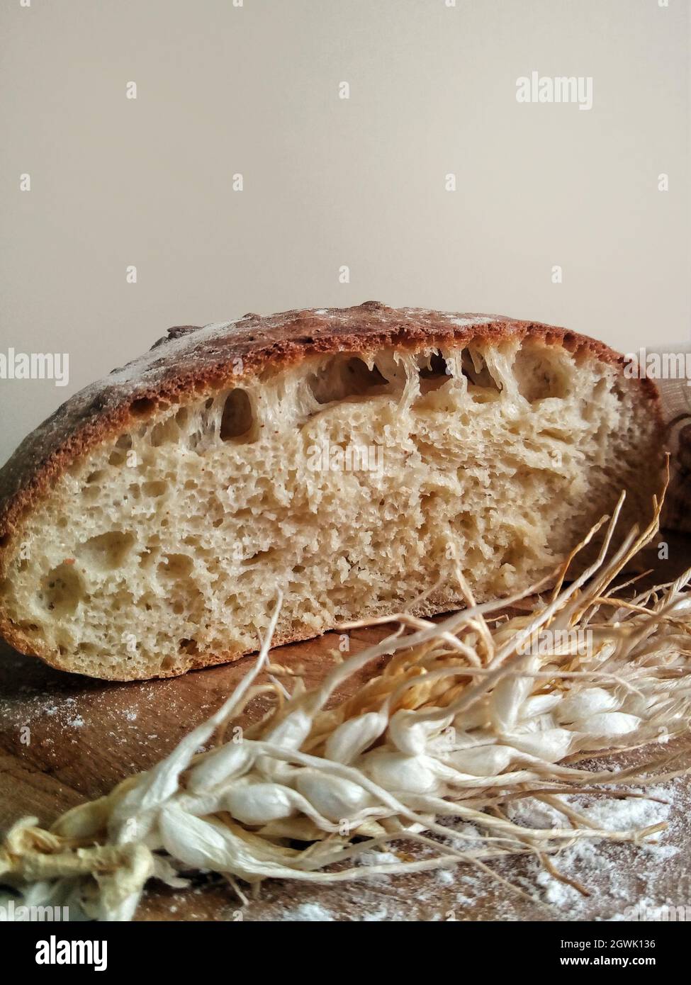 Close-up Of Bread Against White Background Stock Photo - Alamy