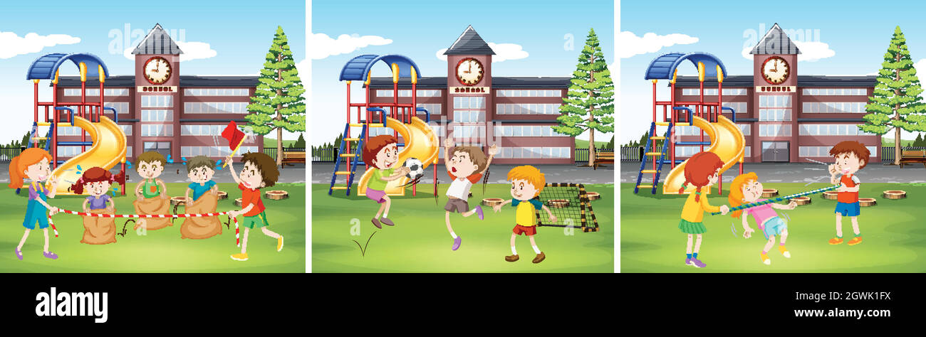 Children playing at the school ground Stock Vector Image & Art - Alamy