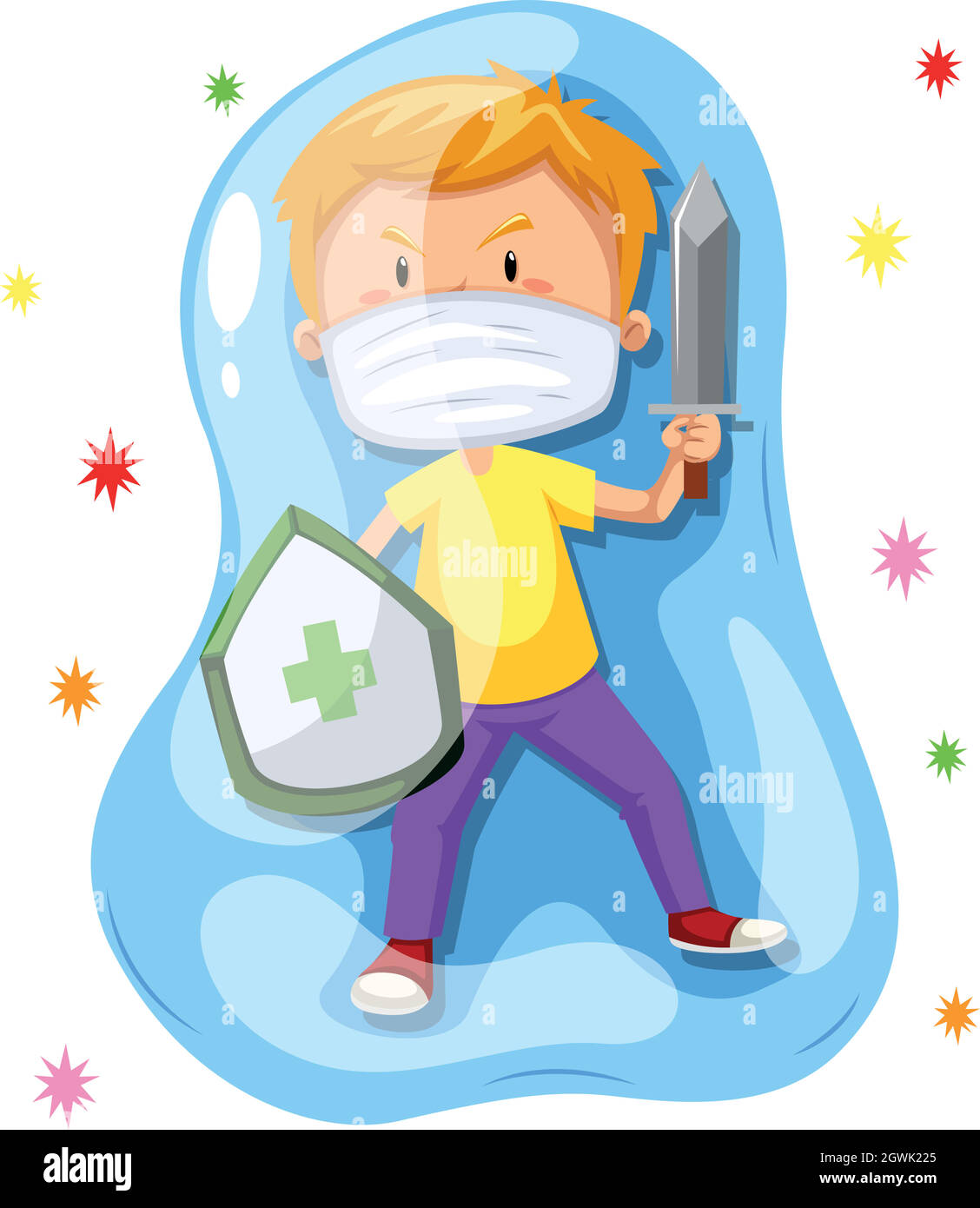 Boy fighting with virus Stock Vector Image & Art - Alamy