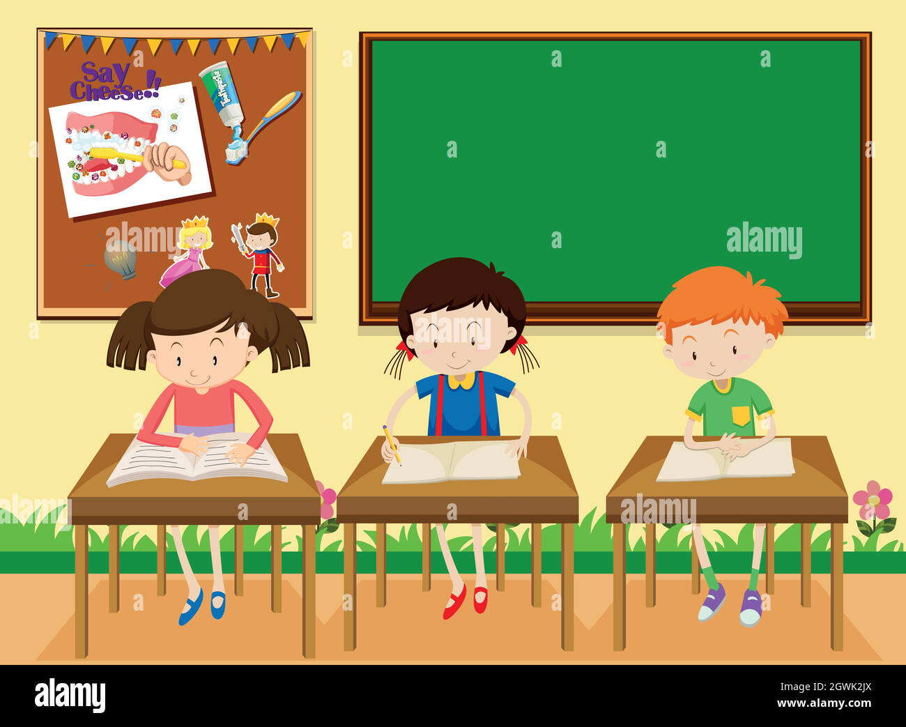 Illustration child student studying Stock Vector Images - Alamy