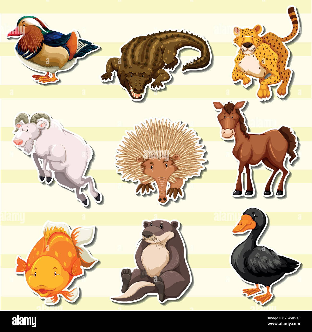 Wild animals in sticker set Stock Vector Image & Art - Alamy