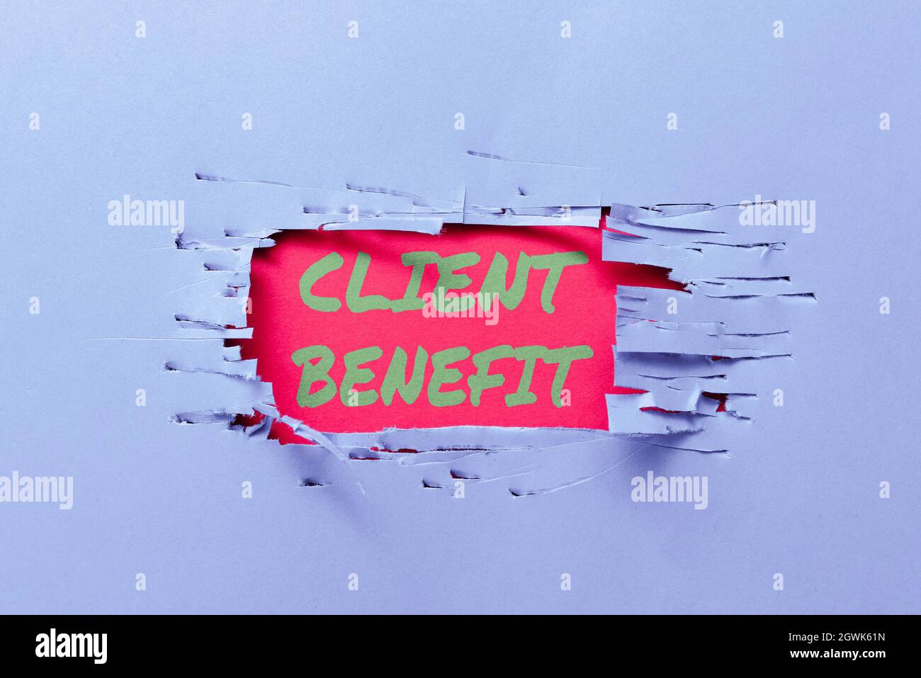 Text sign showing Client Benefit. Business overview The real or ...