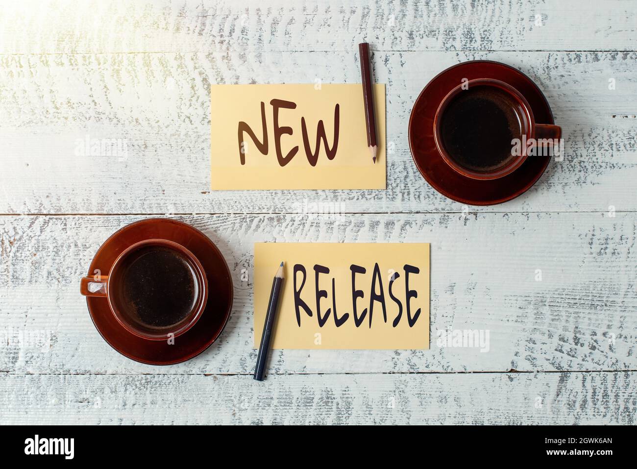 Text sign showing New Release. Internet Concept announcing something ...