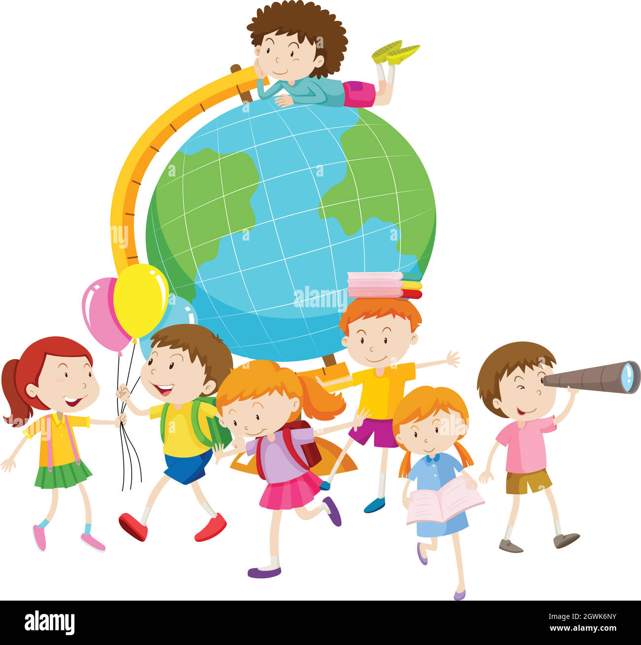Children and the globe Stock Vector Image & Art - Alamy
